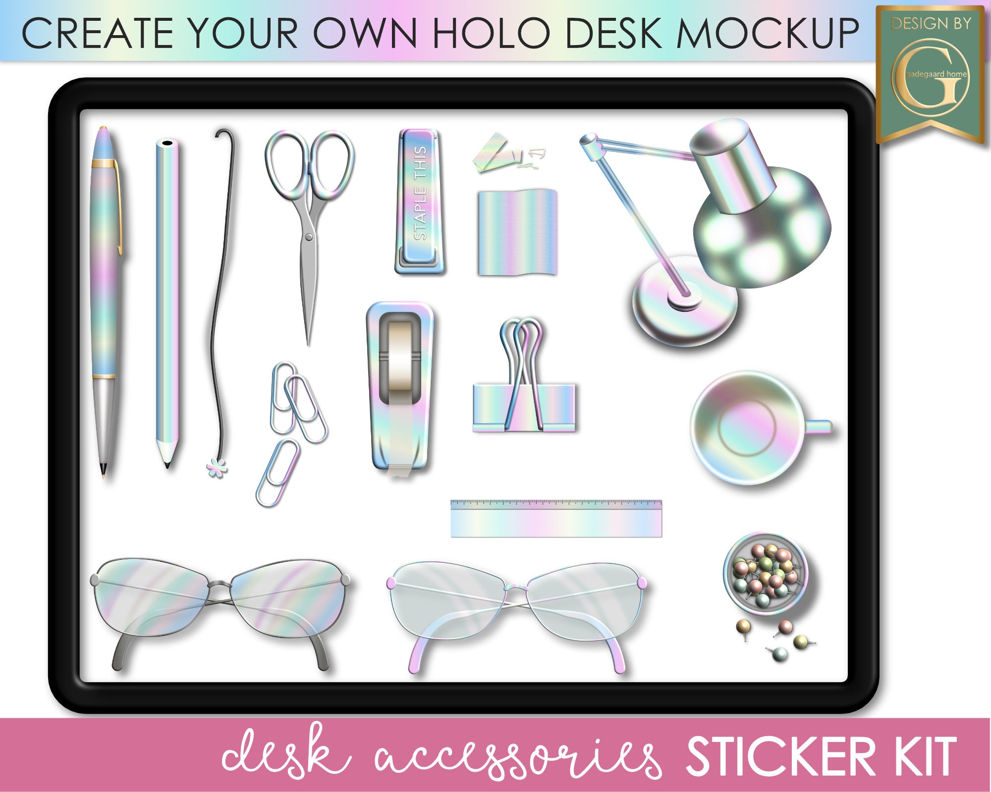 Holographic Desk Mockup Digital Planner Stickers Goodnotes - Etsy