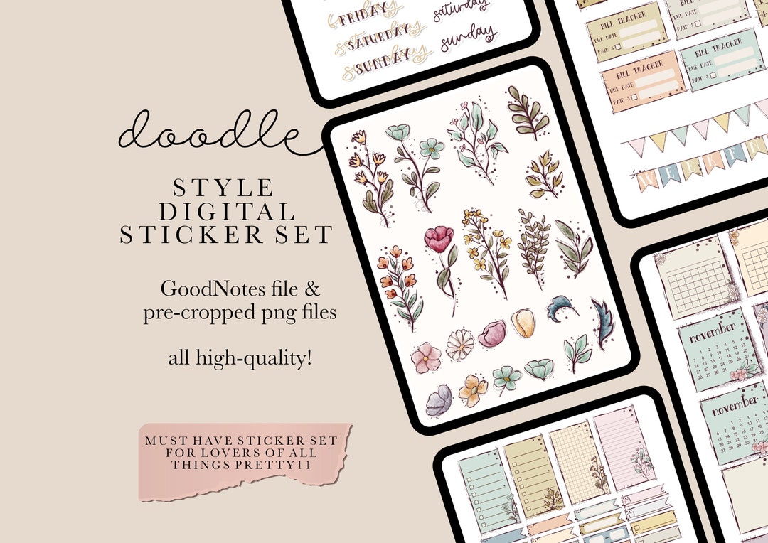 Spring Digital Planner Stickers, Pre-cropped Goodnotes Stickers, iPad ...