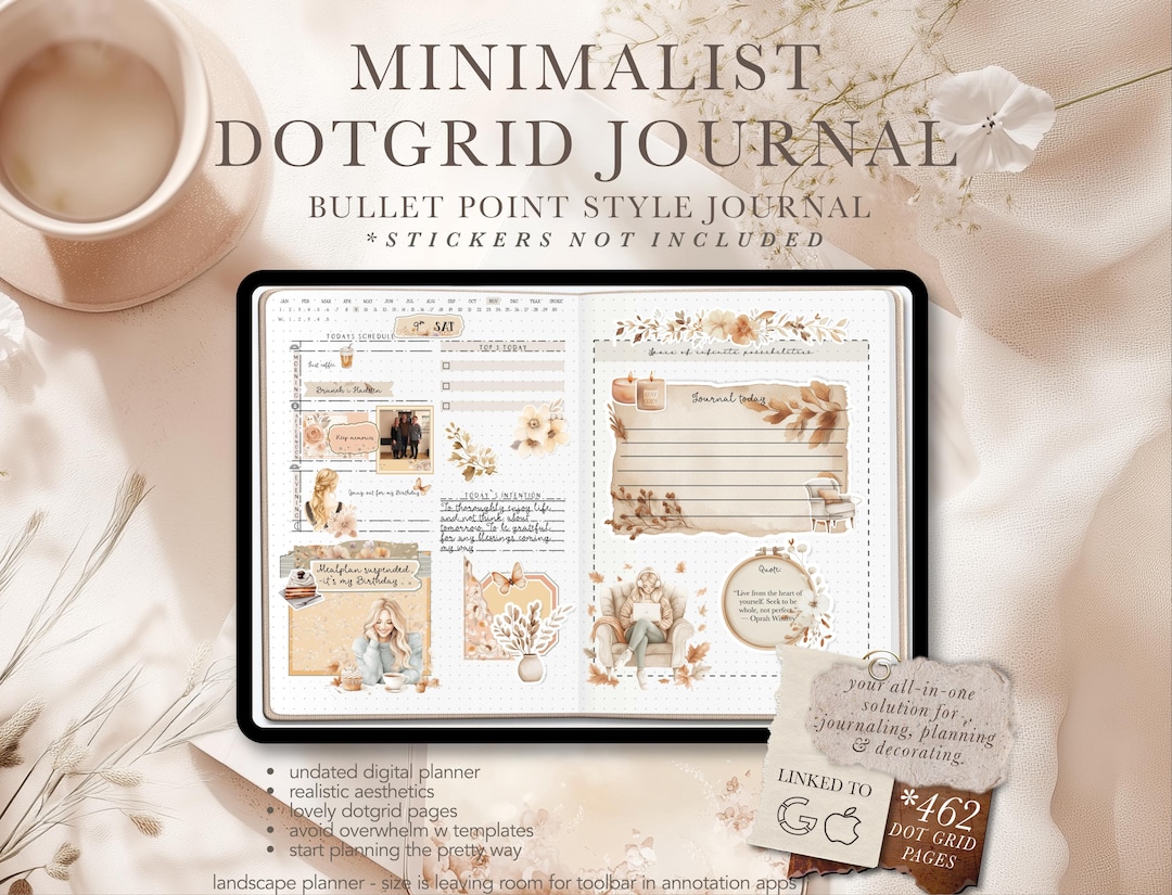 Digital Bullitt Dot Grid Daily Journal, Digital Diary iPad Journaling ...
