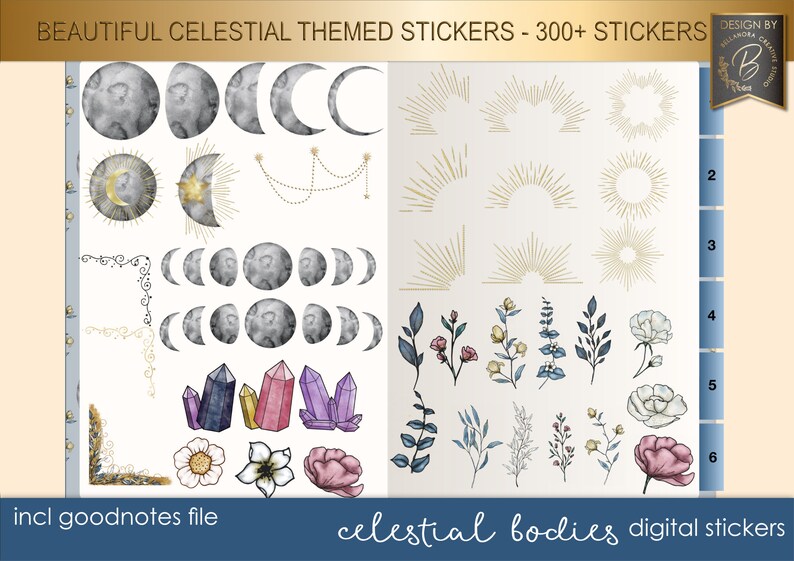 Zodiac Magic Moon Stickers, Astrology Galaxy Digital Stickers, Witchy ...