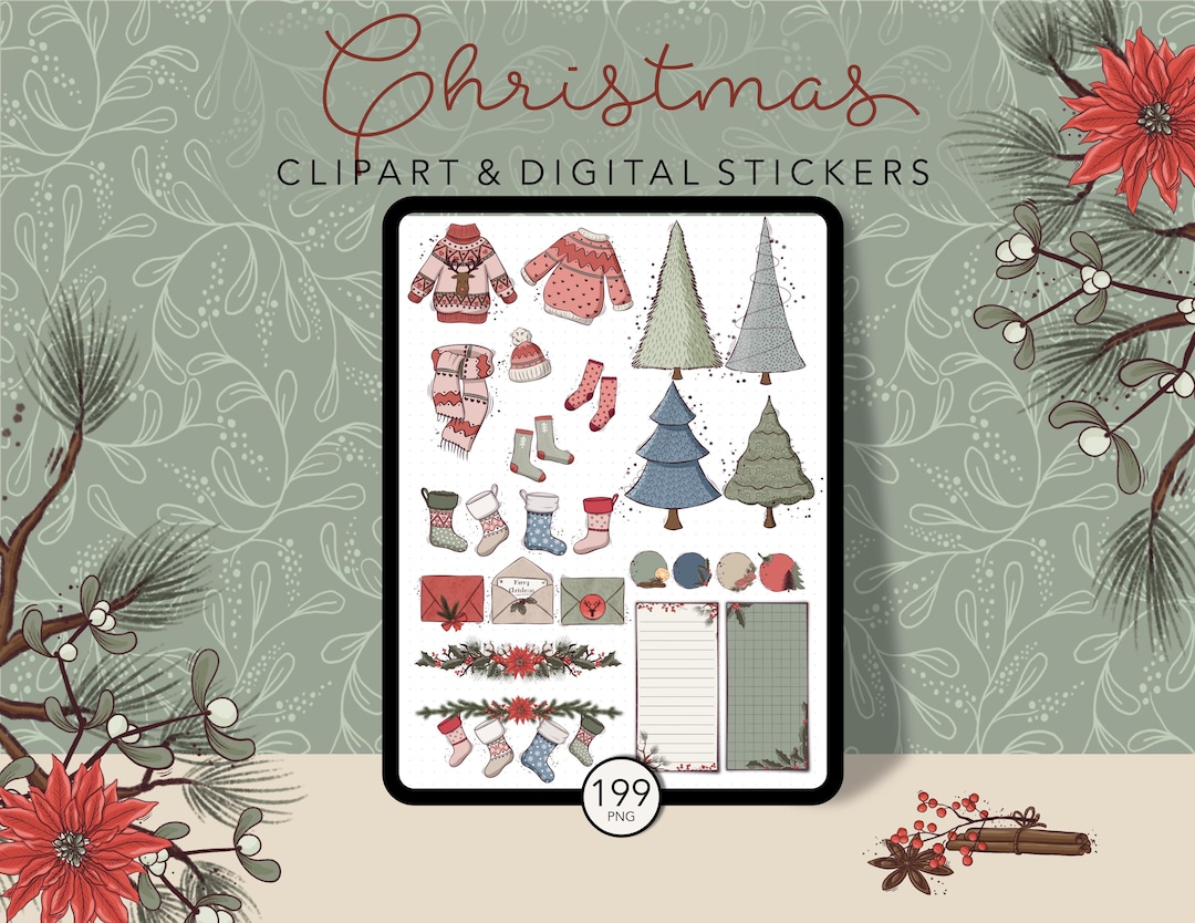 Christmas Goodnotes Digital Stickers, Winter Planner Stickers, Cozy ...