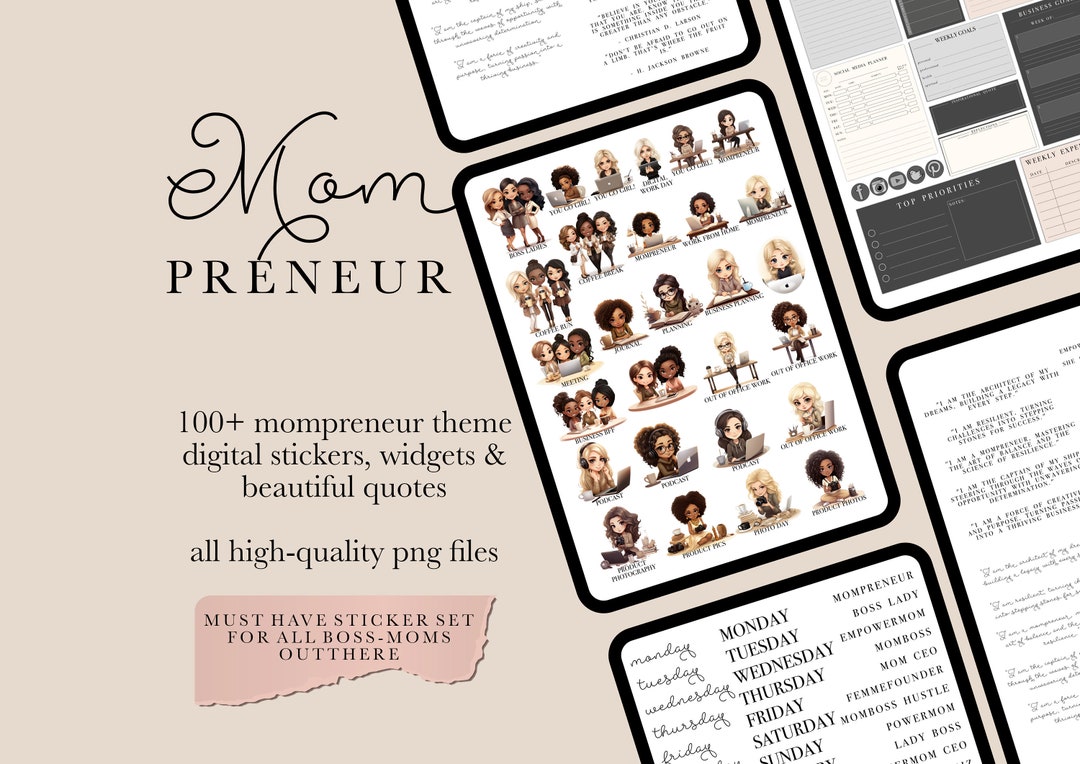 MOMPRENEUR Digital Stickers, Goodnotes Sticker Book, Digital Planner ... MOMPRENEUR Digital Stickers, Goodnotes Sticker Book, Digital Planner ...
