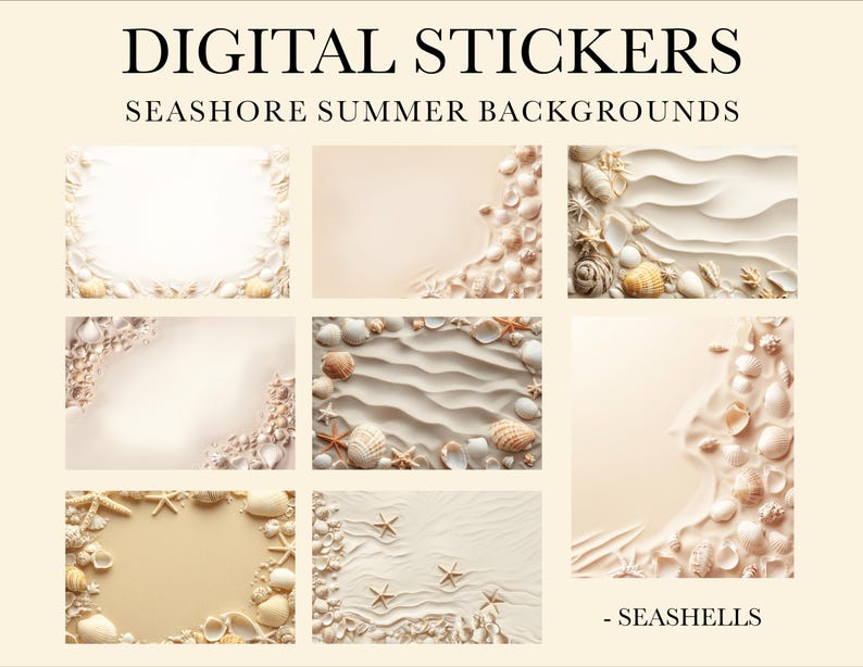 Seashore Summer Digital Backgrounds: Scrapbook & Planner Overlays (PNG ...