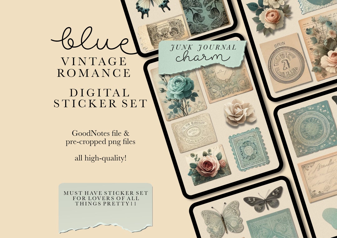 Junk Journal Digital Sticker Set for Digital Planner, Digital Ephemera ...