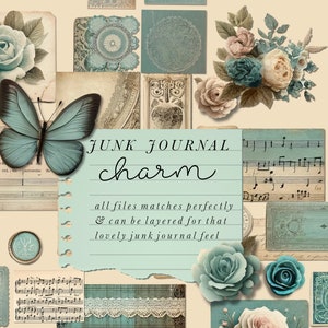 Junk Journal Digital Sticker Set for Digital Planner, Digital Ephemera ...
