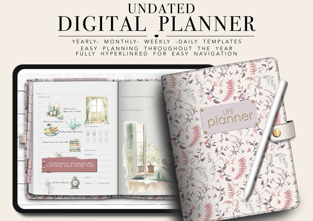 Undated Digital Planner for Goodnotes, iPad Android Digital Planner ...