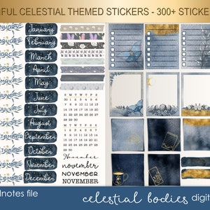 Zodiac Magic Moon Stickers, Astrology Galaxy Digital Stickers, Witchy ...