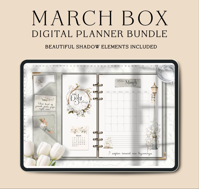 March Digital Planner Bundle | Spring Planner Stickers | Goodnotes ...