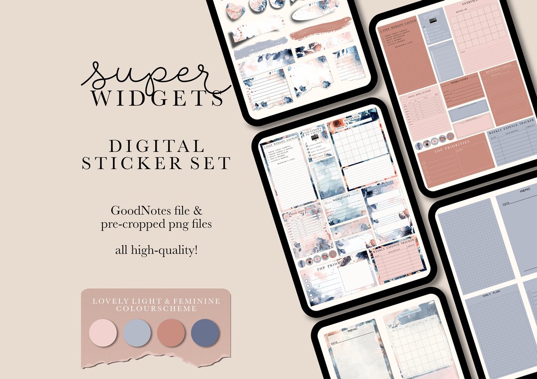 Digital Planner Widgets Goodnotes, Pre-cropped Digital Widgets ...
