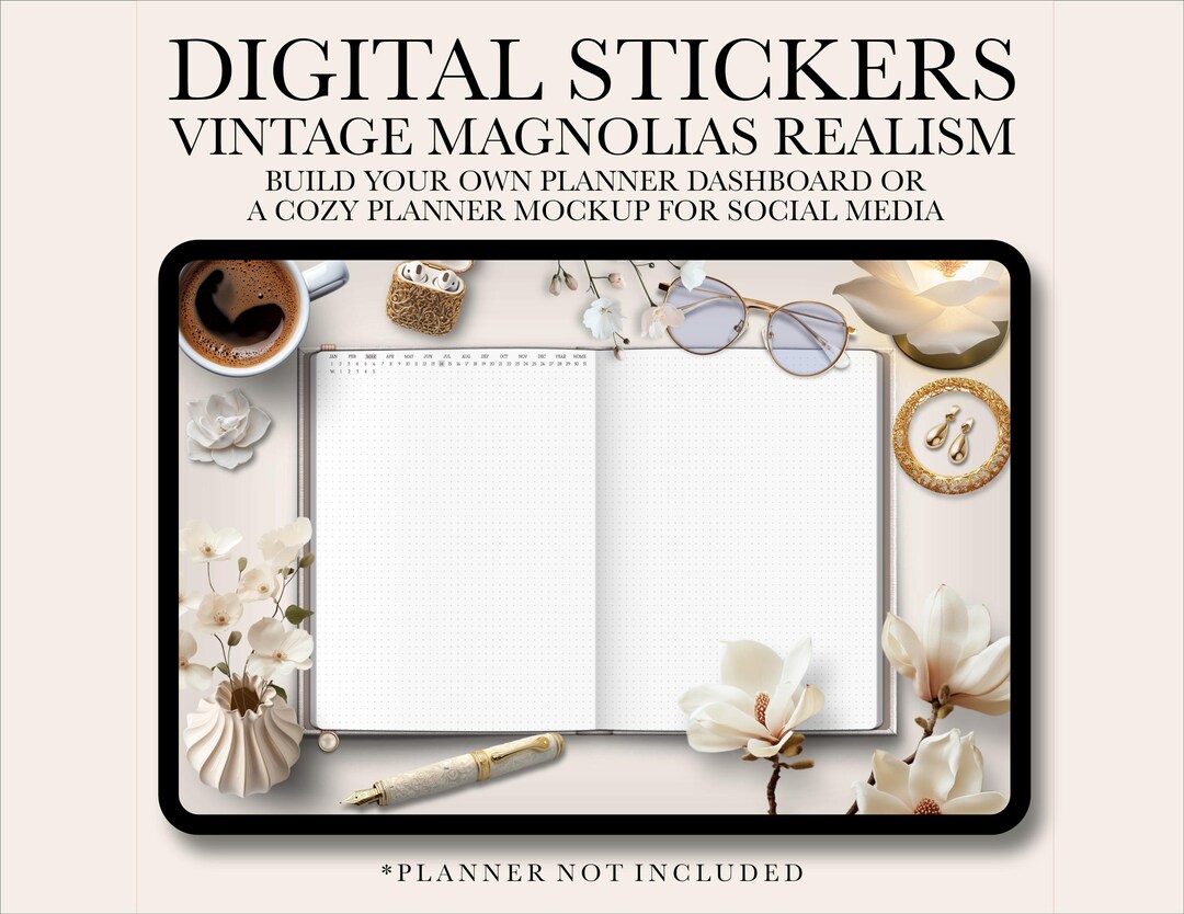 Noteful Magnolia Dashboard Realistic Scene, Mood Board Planner Stickers ...