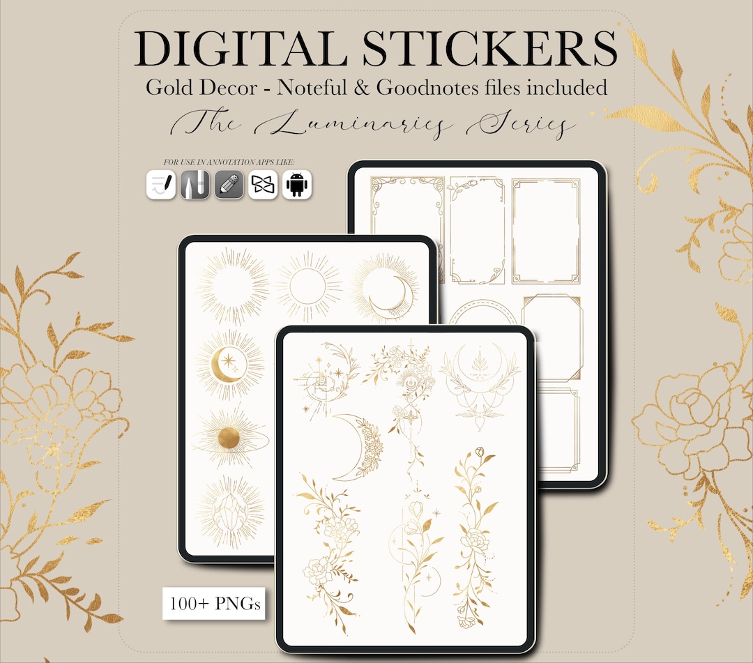 The Luminaries Series – Gold Digital Stickers | Celestial Frames and ...