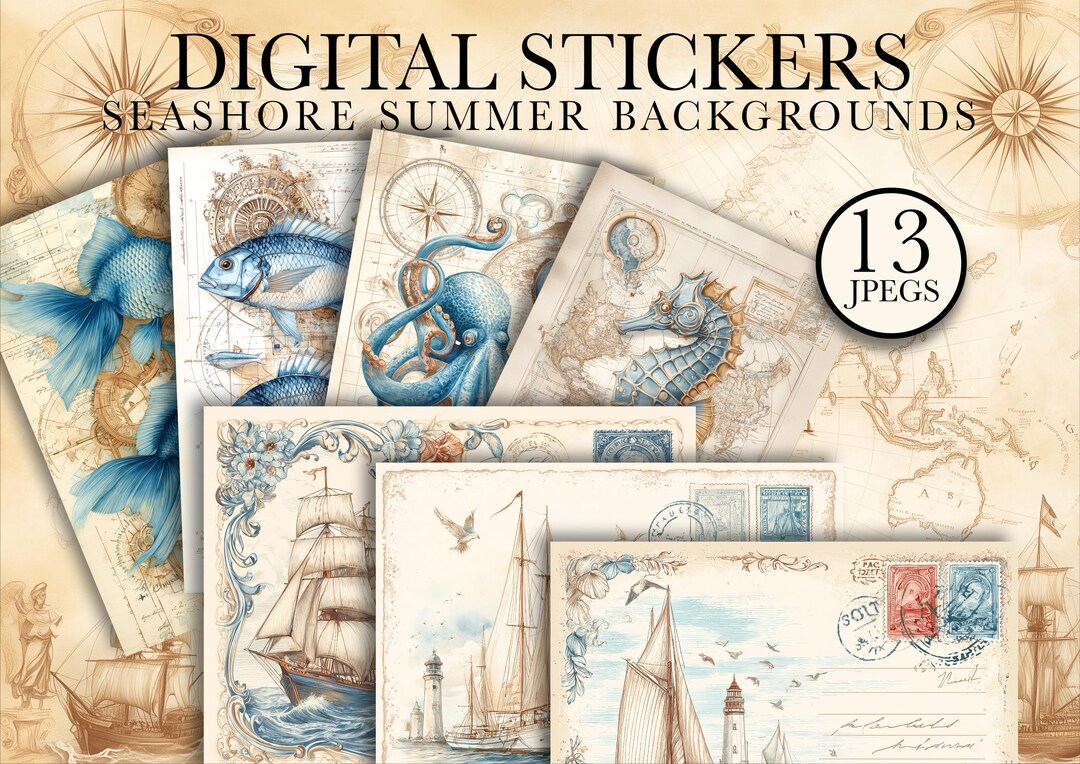 Nautical Digital Paper: Vintage Ocean Map Backgrounds (13 Jpegs) - Etsy