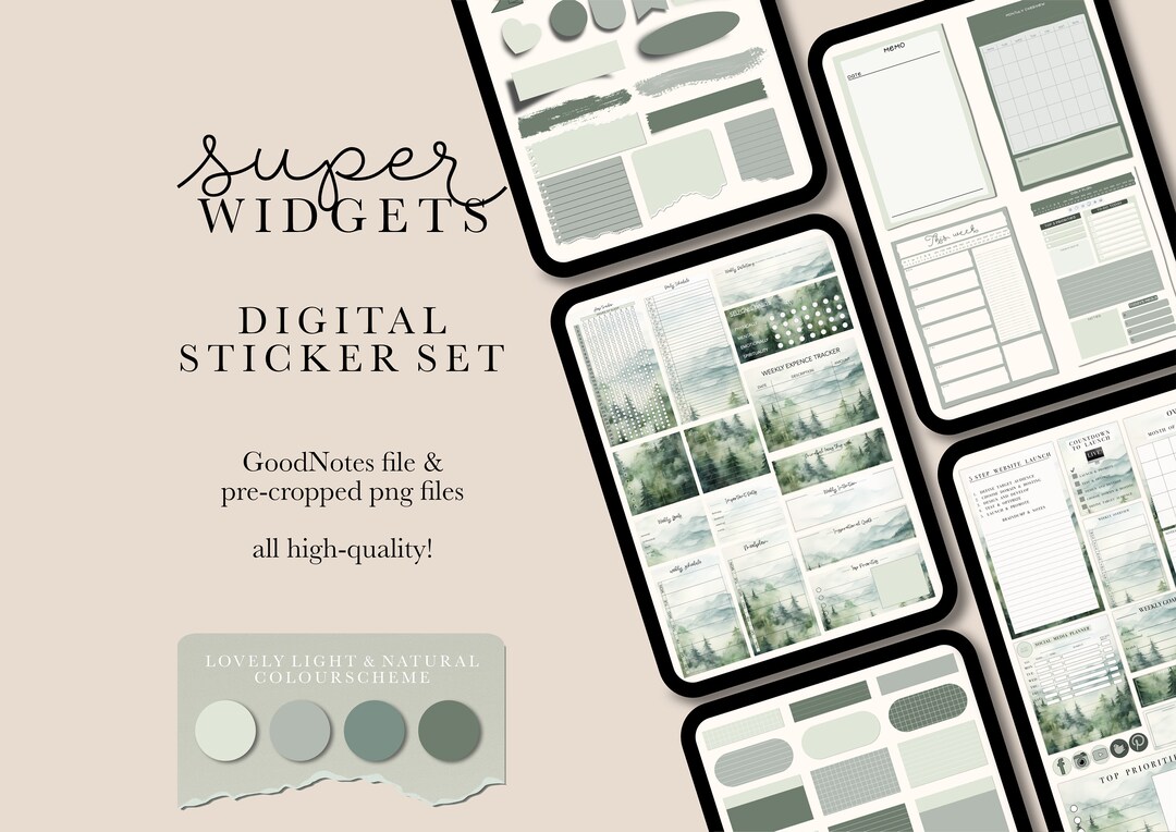 Digital Planner Widgets Goodnotes, Pre-cropped Digital Widgets ...