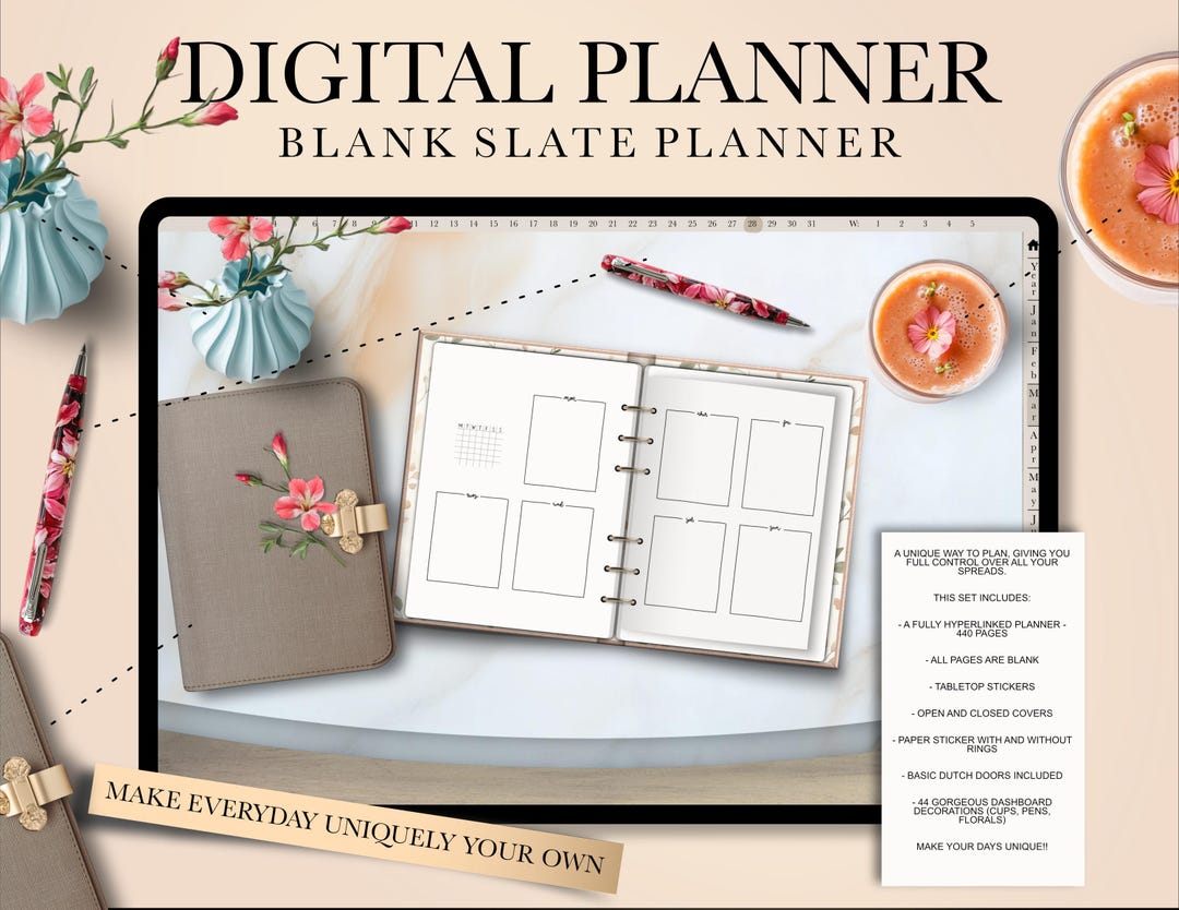 Blank Slate Goodnotes Planner, Digital DIY Planner, Bullett Planner ...