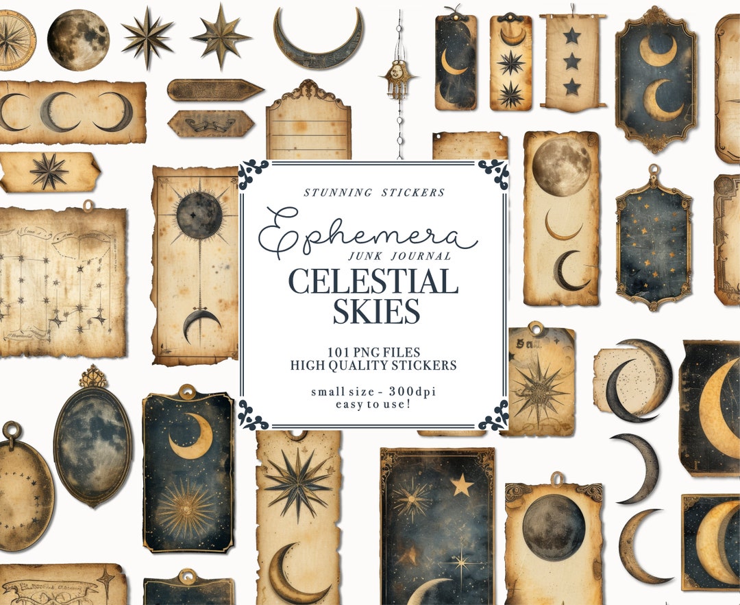 Celestial Ephemera Digital Sticker Set for Digital Planners, Digital ...