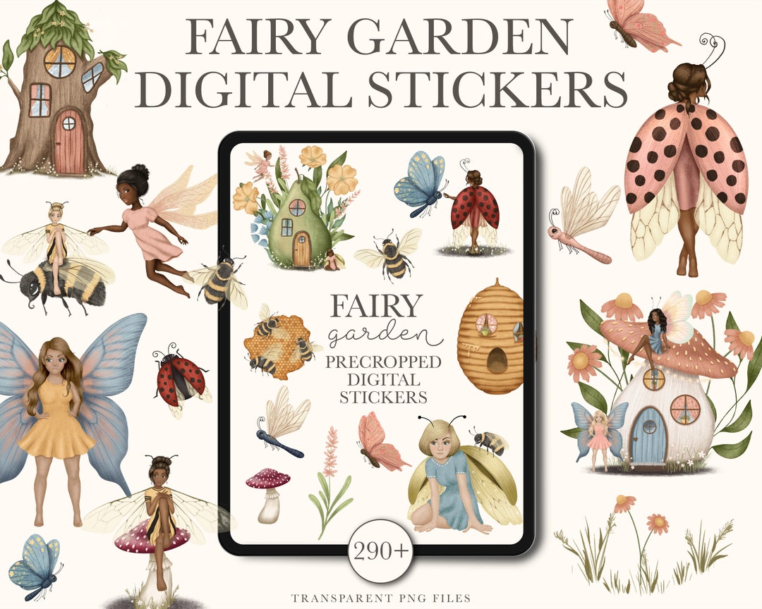 Fairycore Digital Stickers, Fairy Garden Stickers, Garden Fairies ...