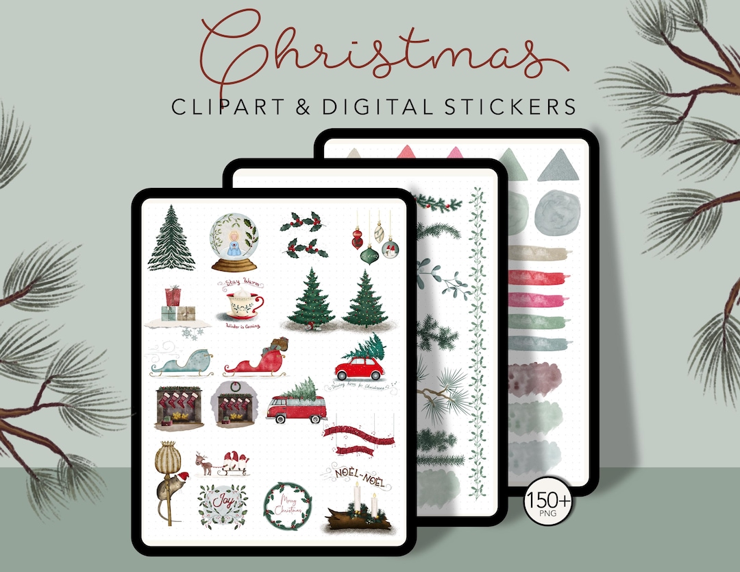 Christmas Digital Stickers, Christmas Stickers, Holiday Stickers ...