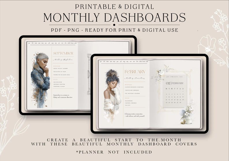 Printable Monthly Dashboards | Digital Planner Monthly Covers | 12 ...