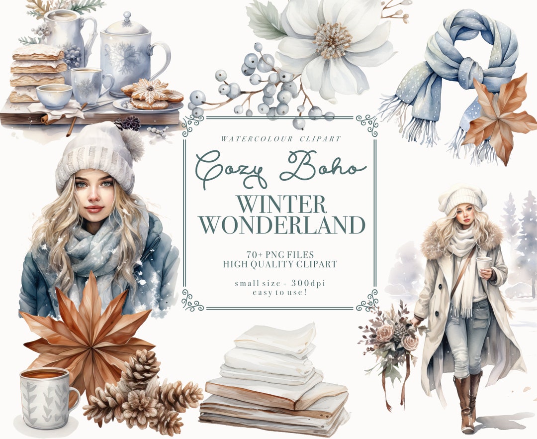 WATERCOLOUR CLIPART | Winter Clipart | Cozy Boho Winter | Winter ...