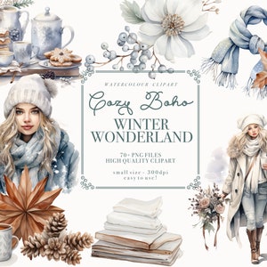 WATERCOLOUR CLIPART | Winter Clipart | Cozy Boho Winter | Winter ...