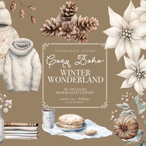 WATERCOLOUR CLIPART | Winter Clipart | Cozy Boho Winter | Winter ...