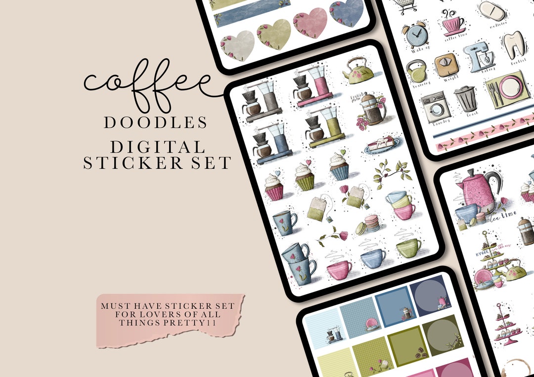 Coffee Lovers Digital Stickers, Coffee Shop Digital Stickers, Digital ...