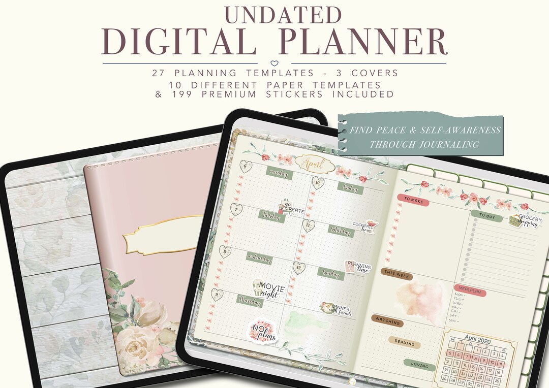 Undated Goodnotes Planner Template, Monthly Digital Planner, iPad ...