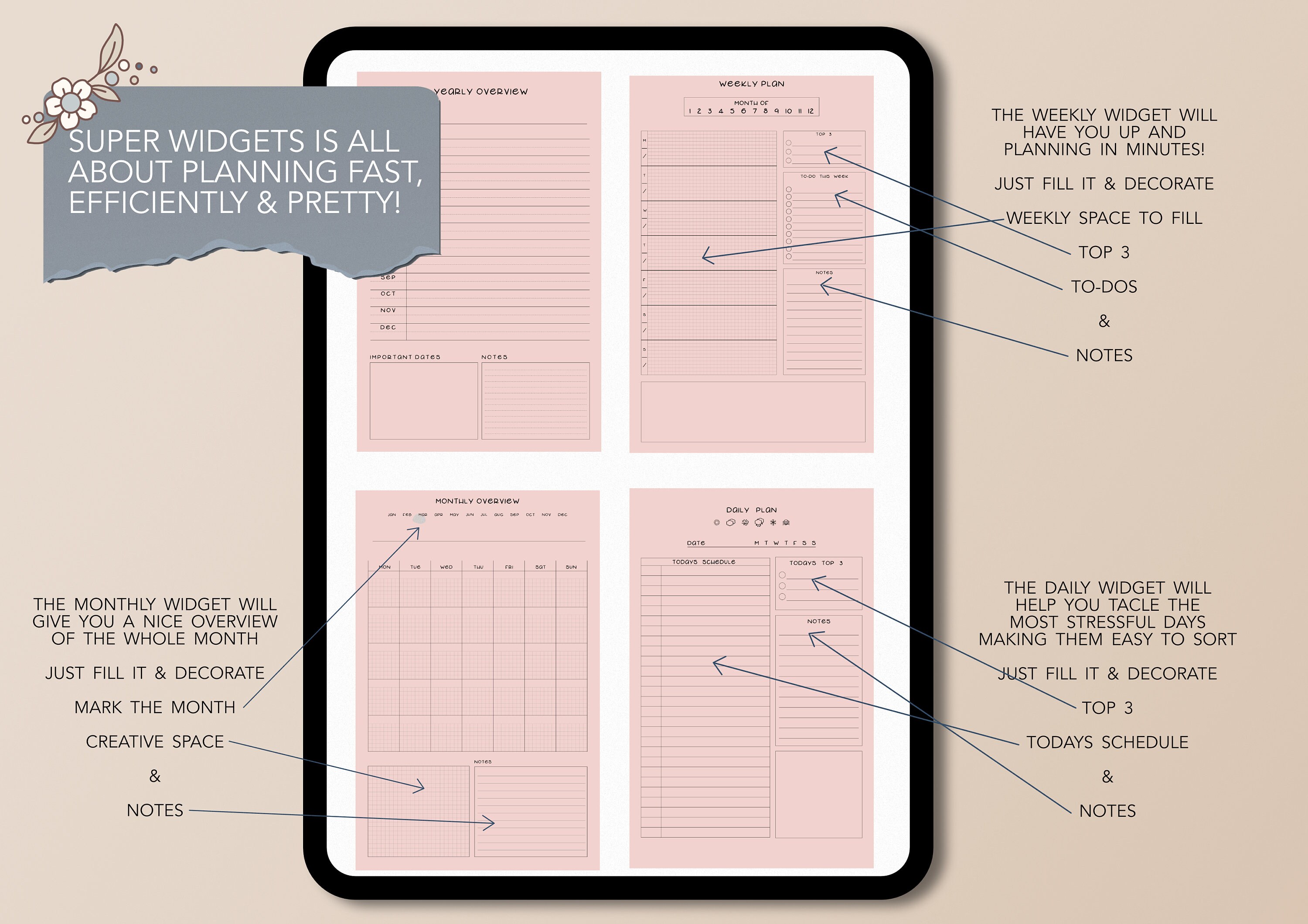 Digital Planner Widgets Goodnotes, Pre-cropped Digital Widgets ...