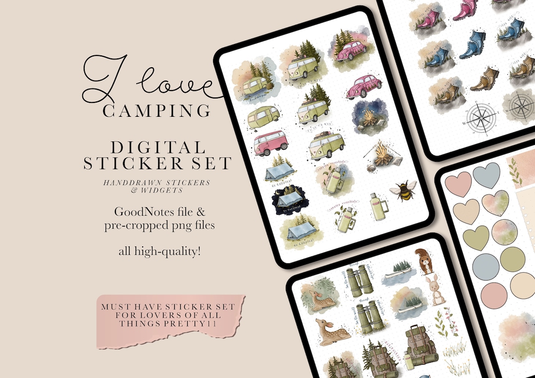 Camping Digital Planner Stickers Goodnotes ,ipad Digital Stickers ...