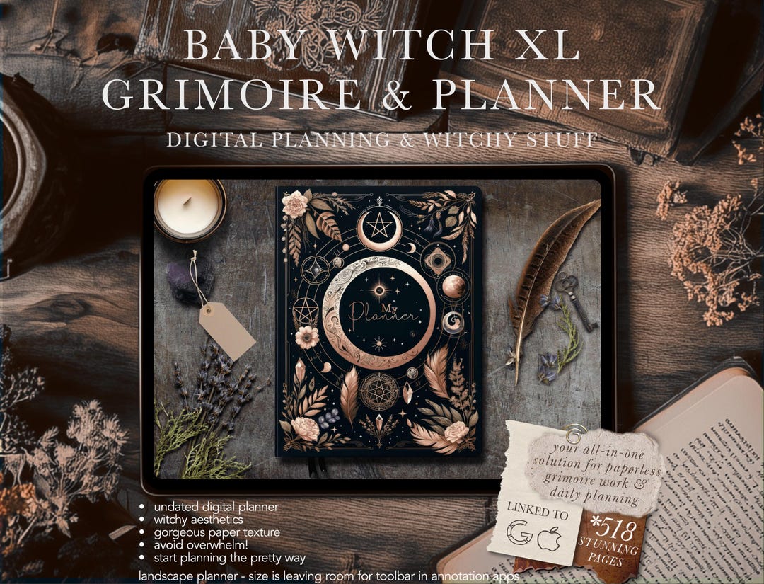 Witchy Undated Digital Planner, 2025 Digital Planner and Grimoire ...