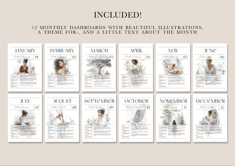 Monthly Planner Dashboards | Printable and Digital Inserts | Aesthetic ...