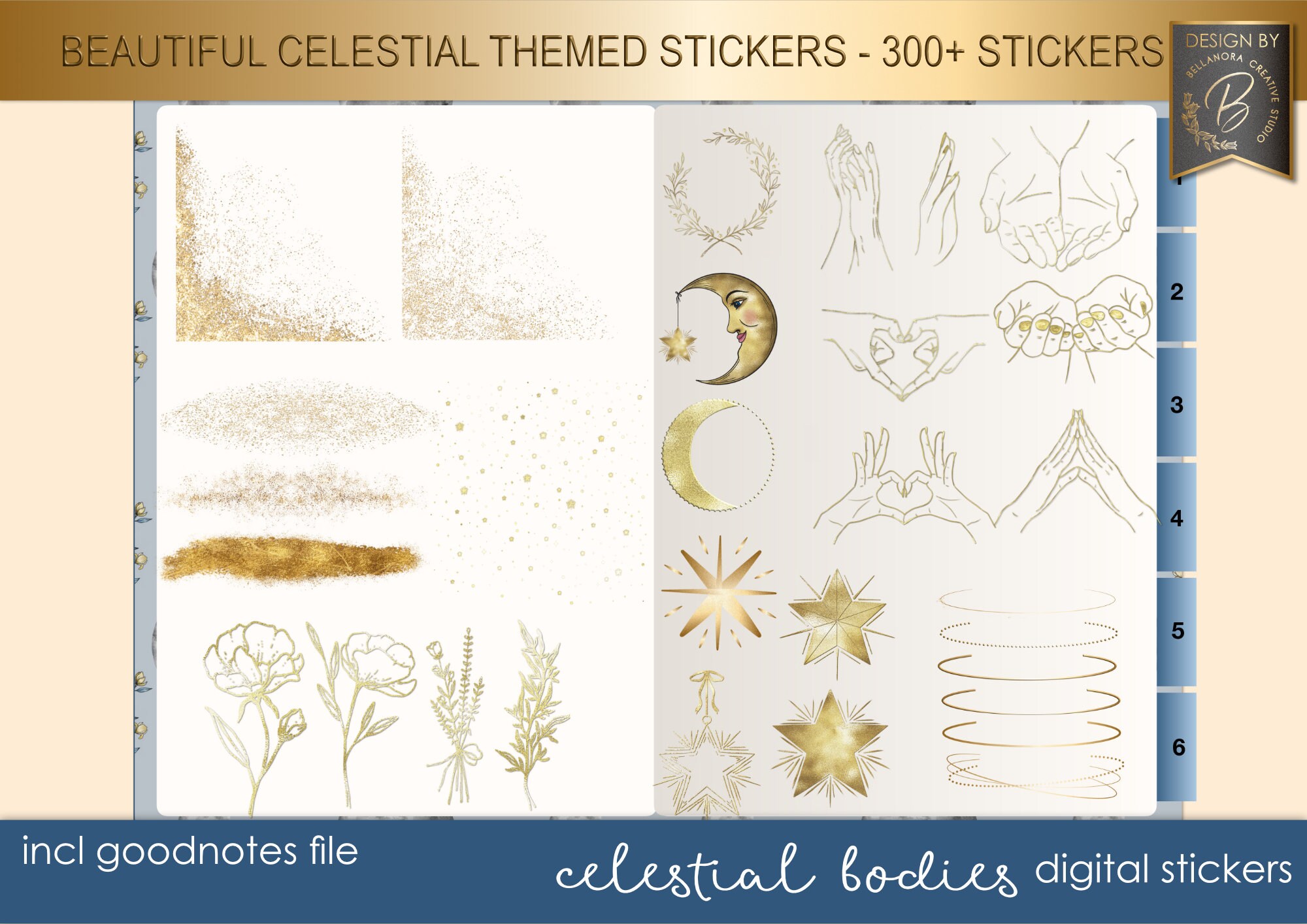 Zodiac Magic Moon Stickers, Astrology Galaxy Digital Stickers, Witchy ...