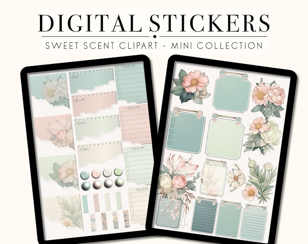 New Boho Florals: Digital Sticker Set & Clip Art Collection, Enhance ...