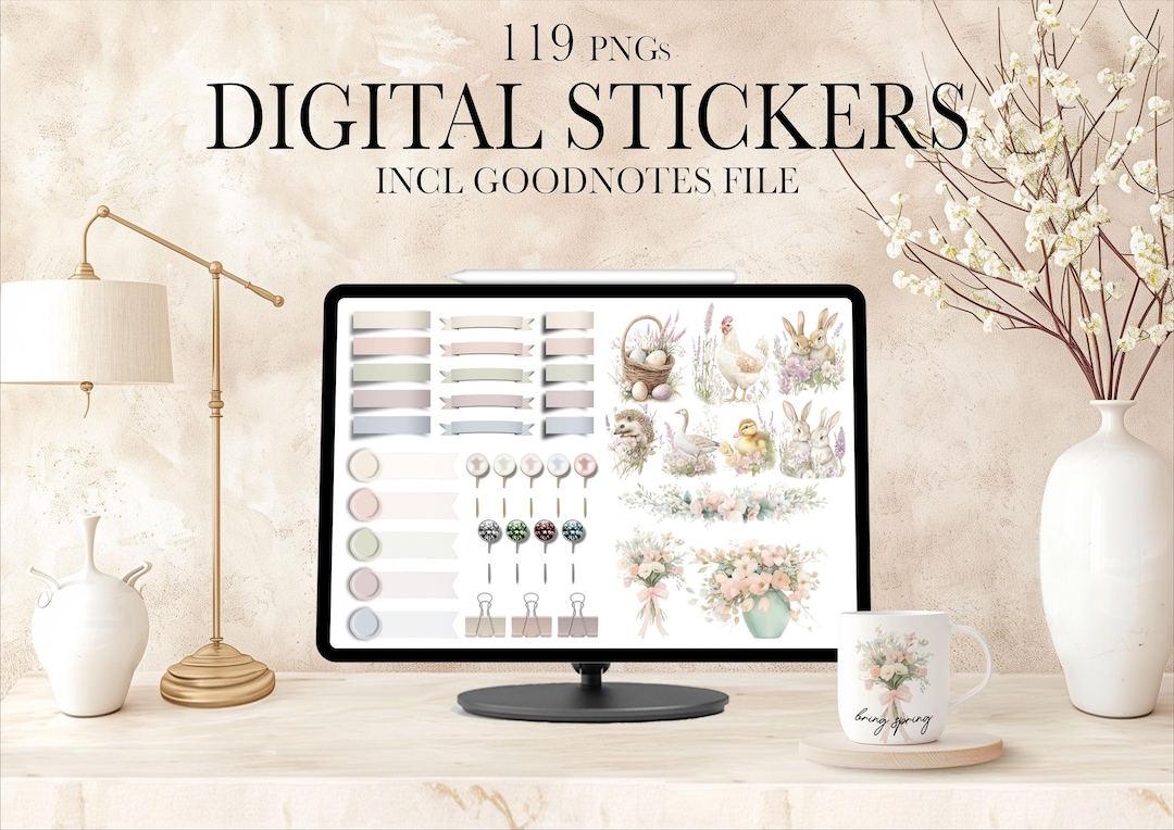 Pastel Joy Digital Daily Stickers, Realistic Planner Stickers, Digital ...