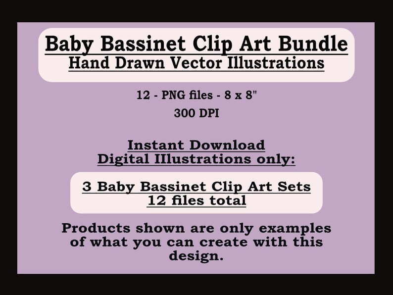 Baby Bassinet Clip Art Bundle: Hand Drawn PNG Designs (digital Download ...