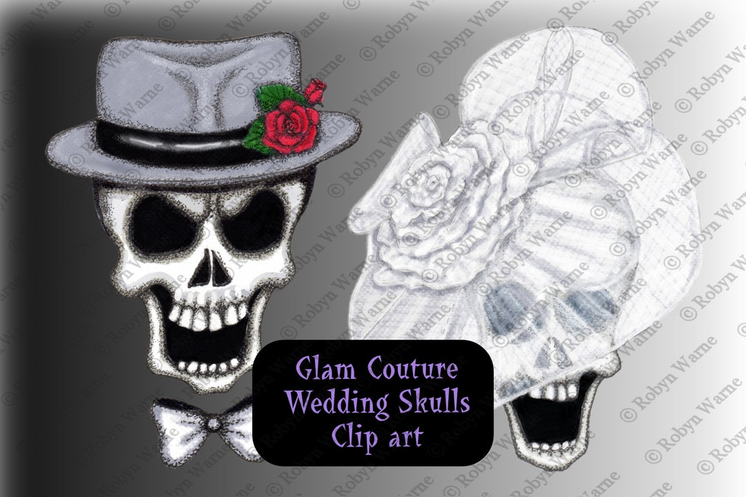 Couture Skull Wedding, Gothic, Clip Art, Gothic Wedding, Illustration ...