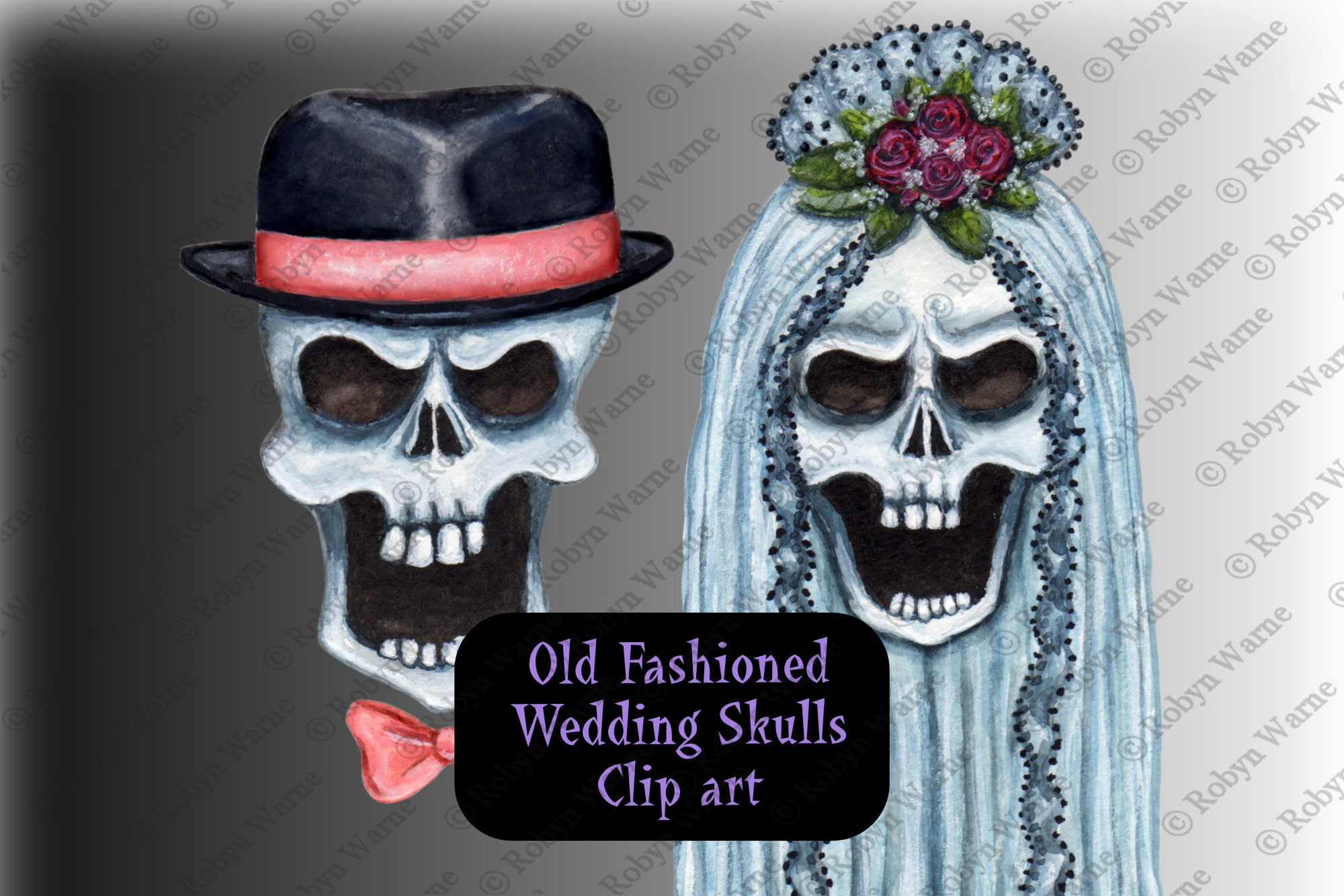 Skull Wedding Clip Art Set, Wedding Skulls, Gothic Wedding PNG ...