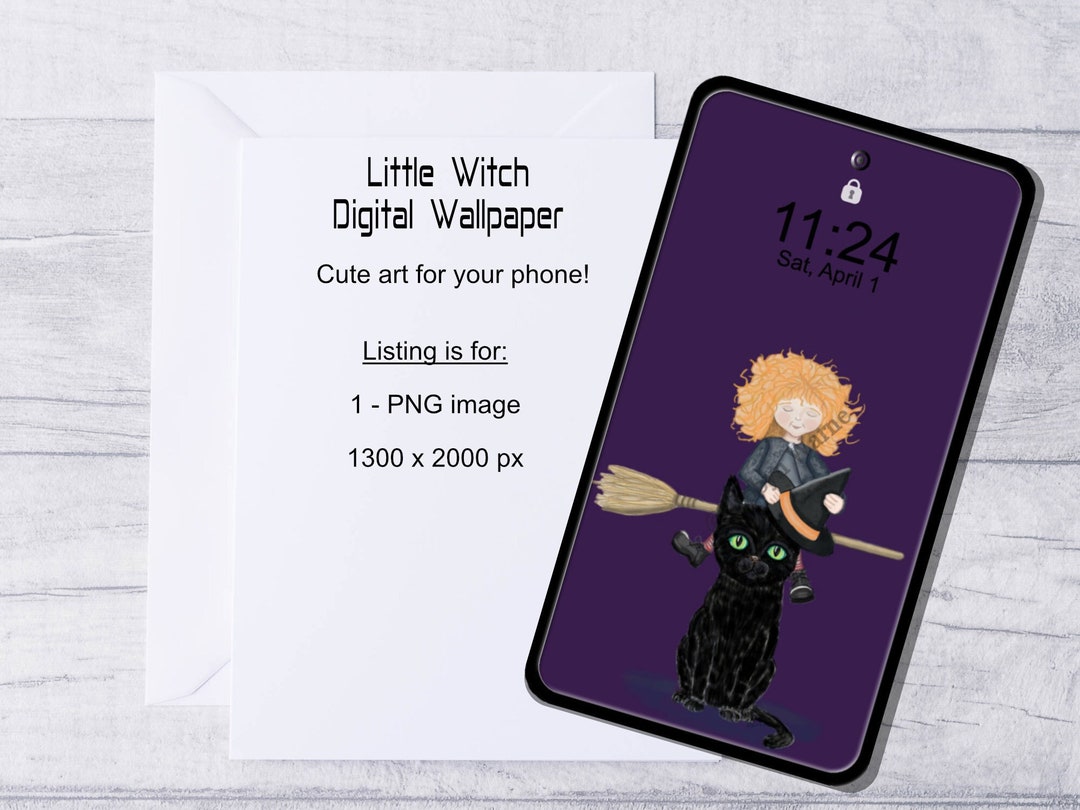 Little Witch, Phone Lock Screen Wallpaper, Digital Wallpaper, Phone ...