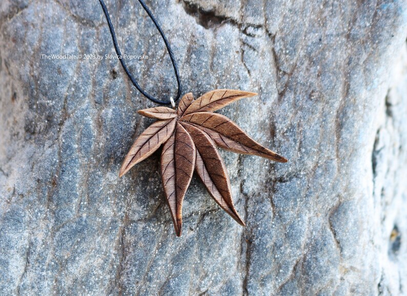 Japanese Acer, Maple Leaf Necklace, Wooden Pendant, Woodcarved Necklace ...