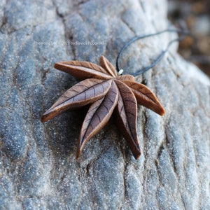 Japanese Acer, Maple Leaf Necklace, Wooden Pendant, Woodcarved Necklace ...