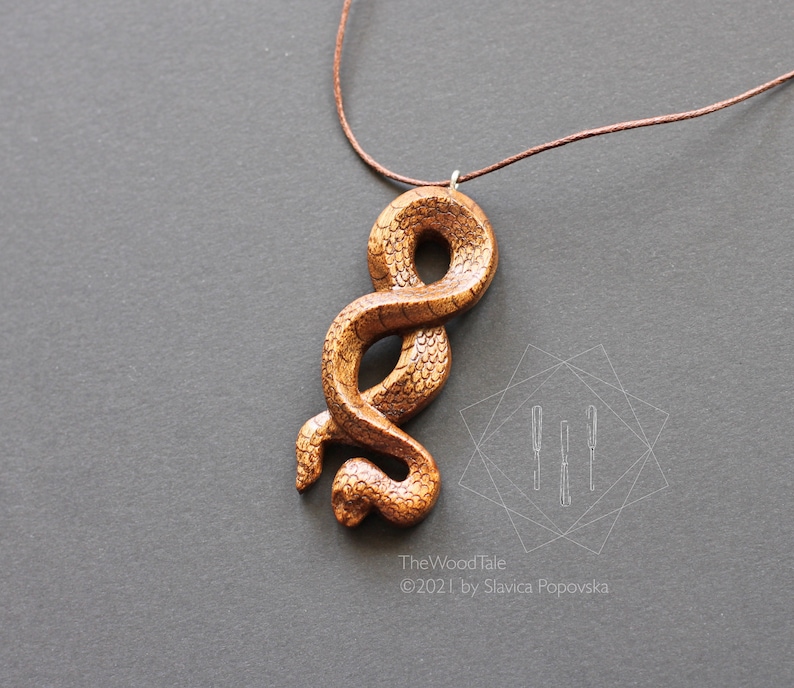 Snake Pendant, Natural Wood Jewelry, Unique Handmade Necklace, Serpent ...