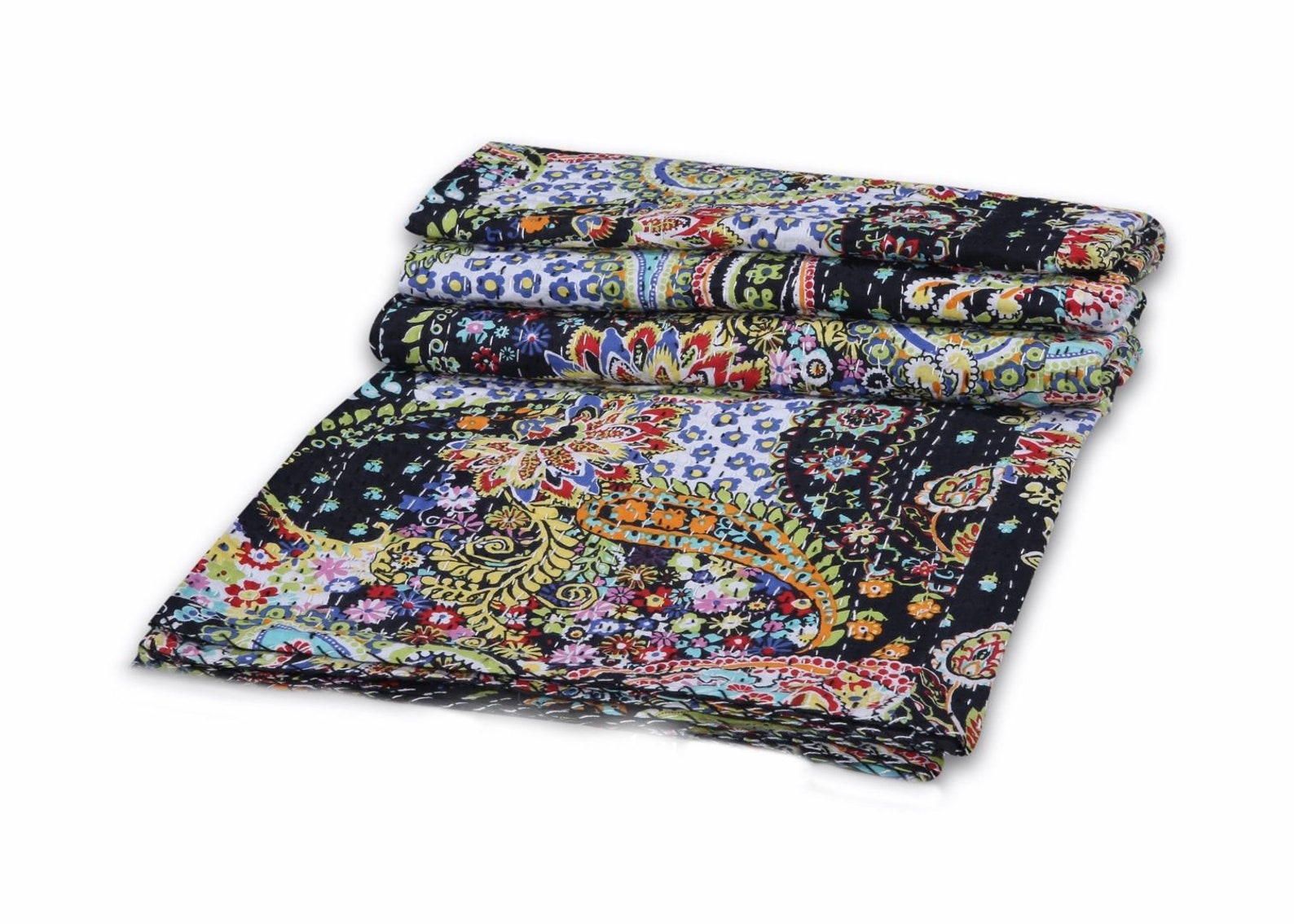 Indian Paisley Print Cotton Kantha Quilt Throw Queen Size - Etsy
