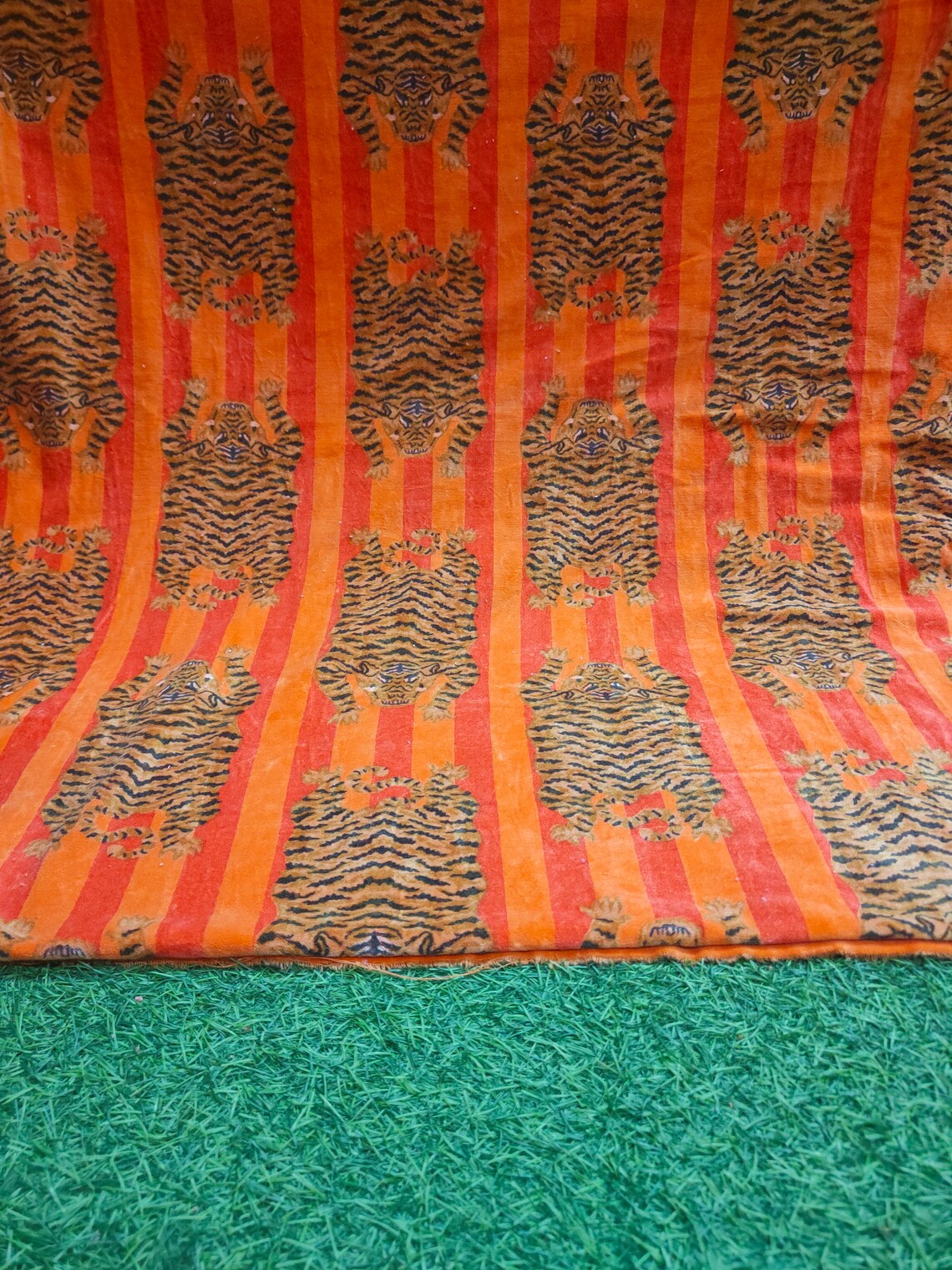 Orange Velvet Bird Printed Fabric Indian Upholstery Pillow Case Fabrics ...