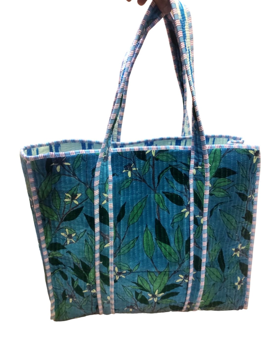 Floral Tote Bag, Floral Pattern With Large Colorful Flower, Quilted ...