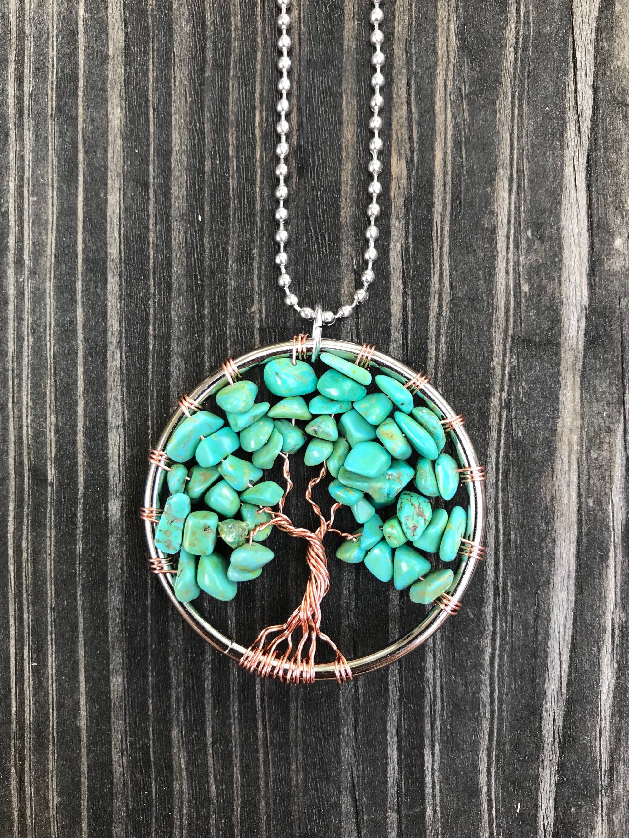 Green Howlite Gemstone Tree of Life Car Rearview Mirror or | Etsy