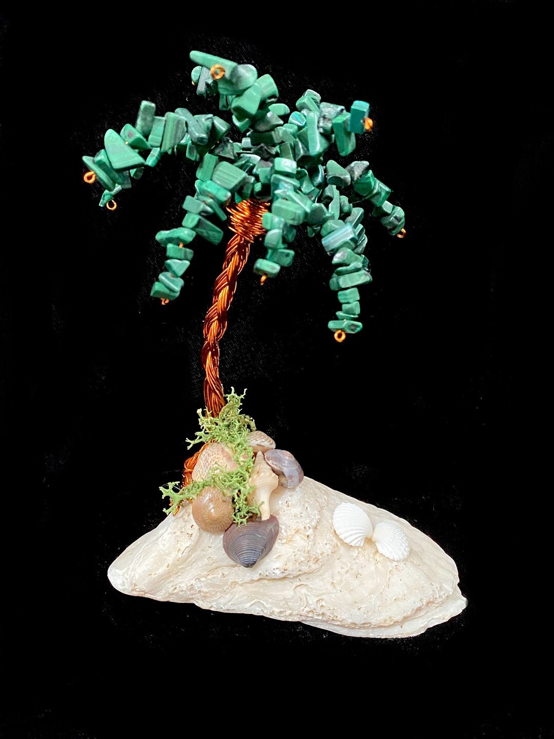 Malachite Gemstone Palm Tree of Life Sculpture. Palm Tree Island. Gem ...