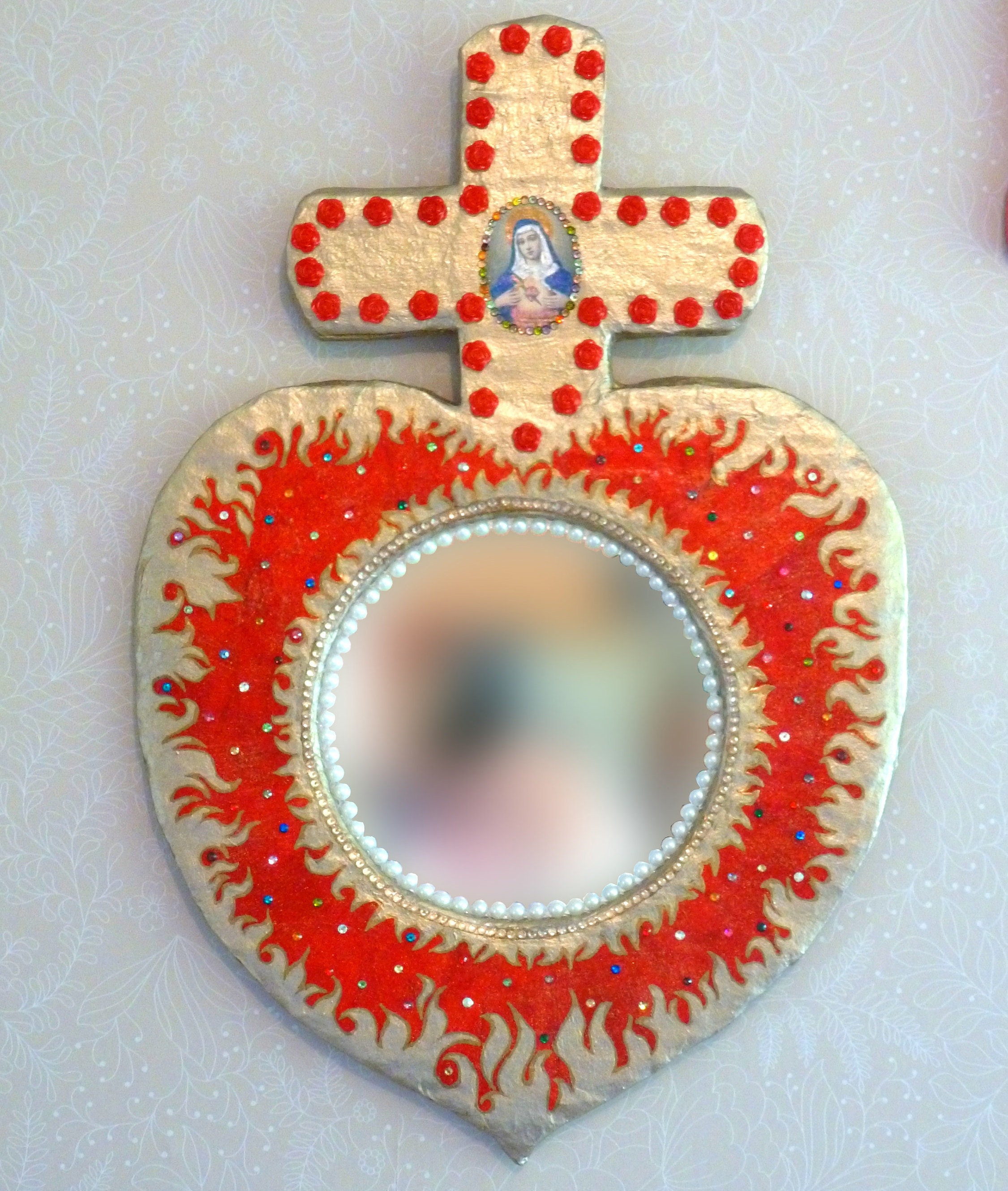 Mirror Sacred Heart of Mary Sacred Heart Vendée Heart | Etsy