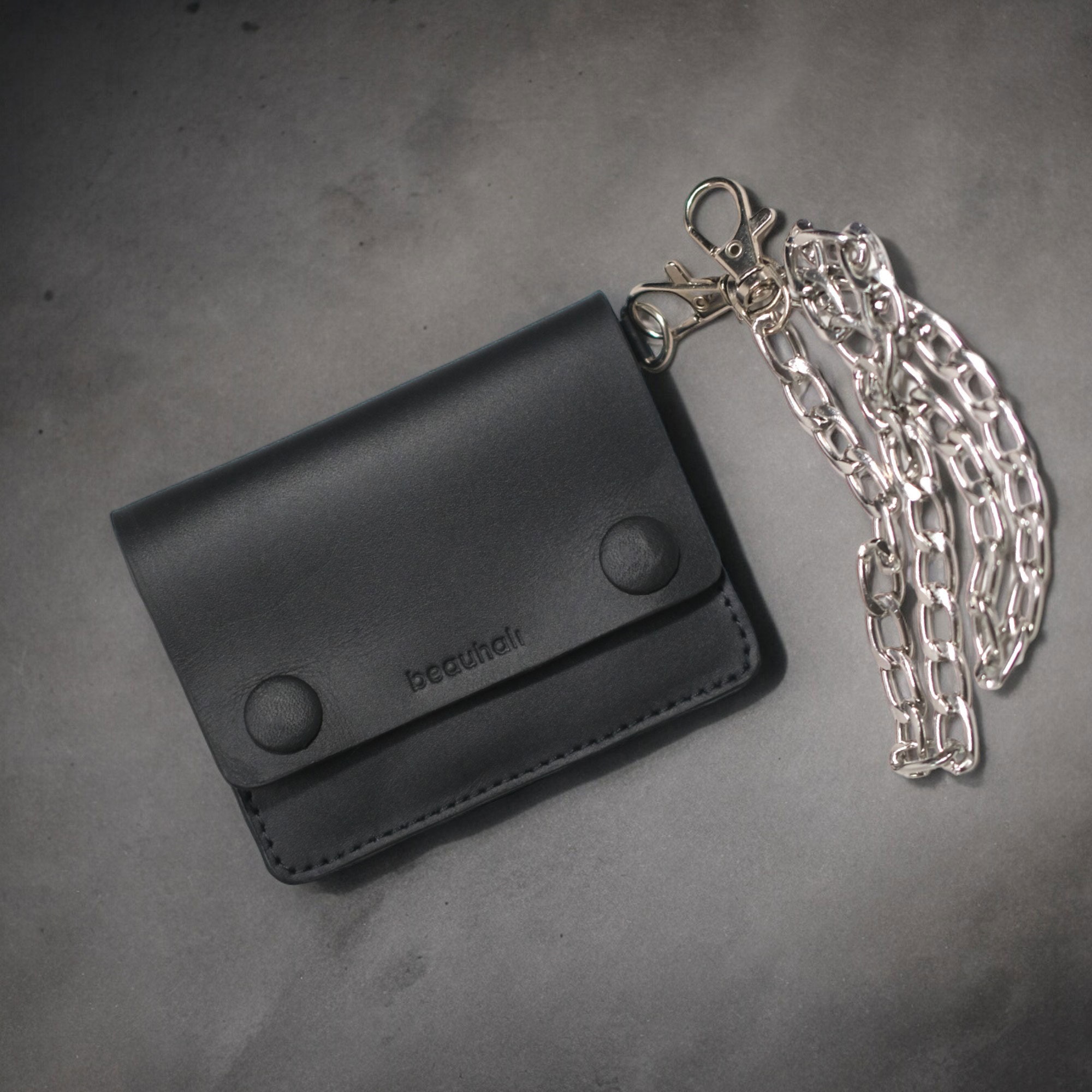 Black Leather Biker Wallet Chain Slim Leather Wallet With Chain Gift ...