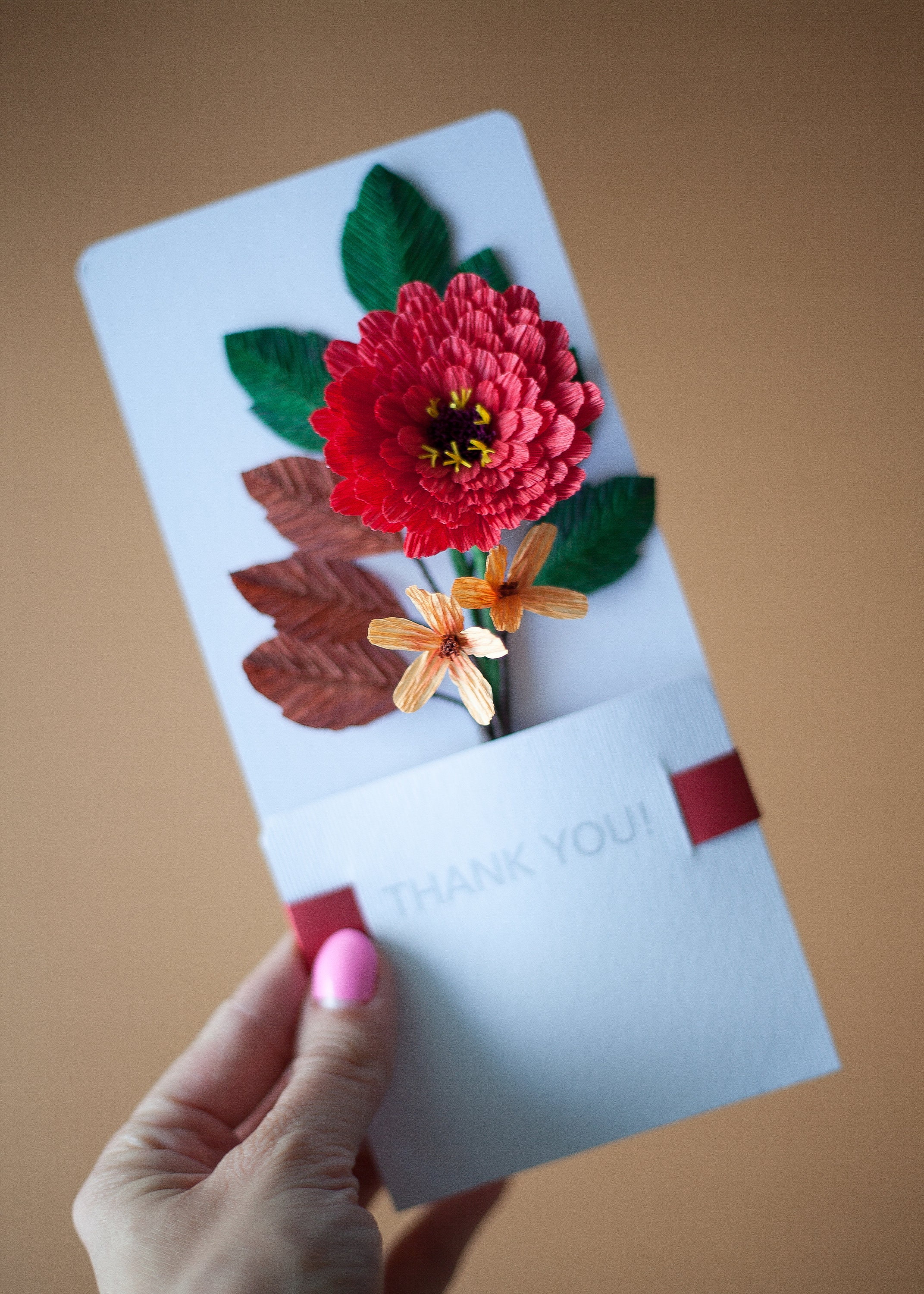 Floral Thanksgiving Day Card Crepe Paper Flowers - Etsy
