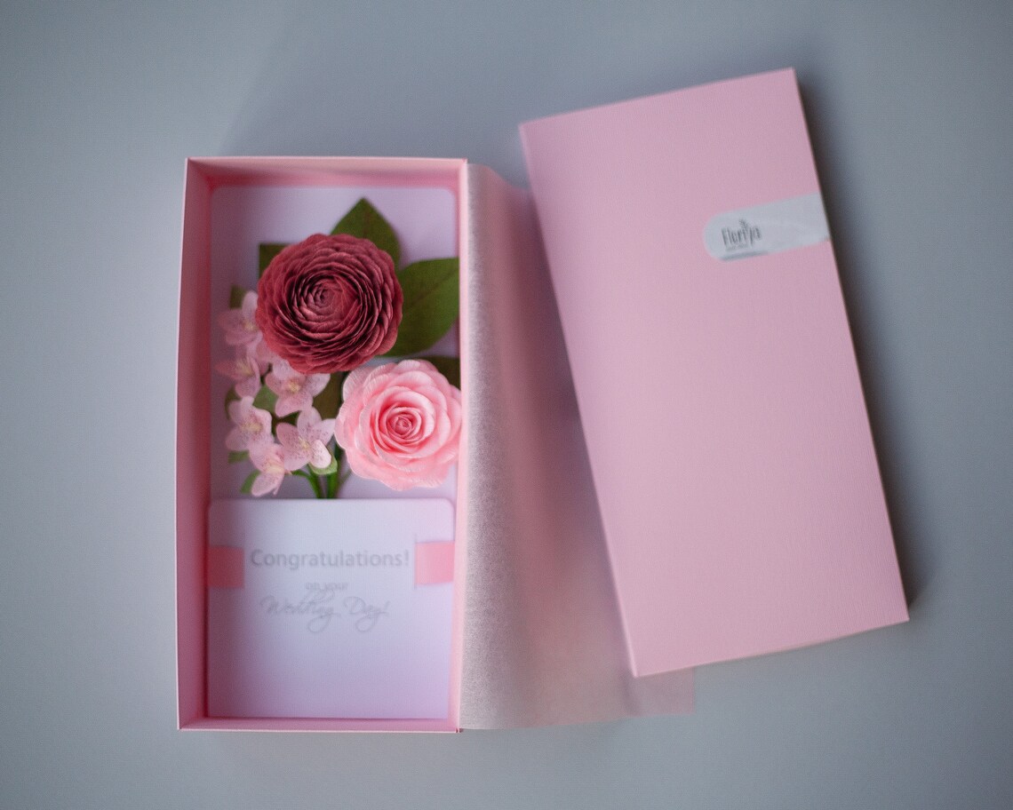 Wedding Floral Card Personalized Wedding Envelope Pink Paper - Etsy